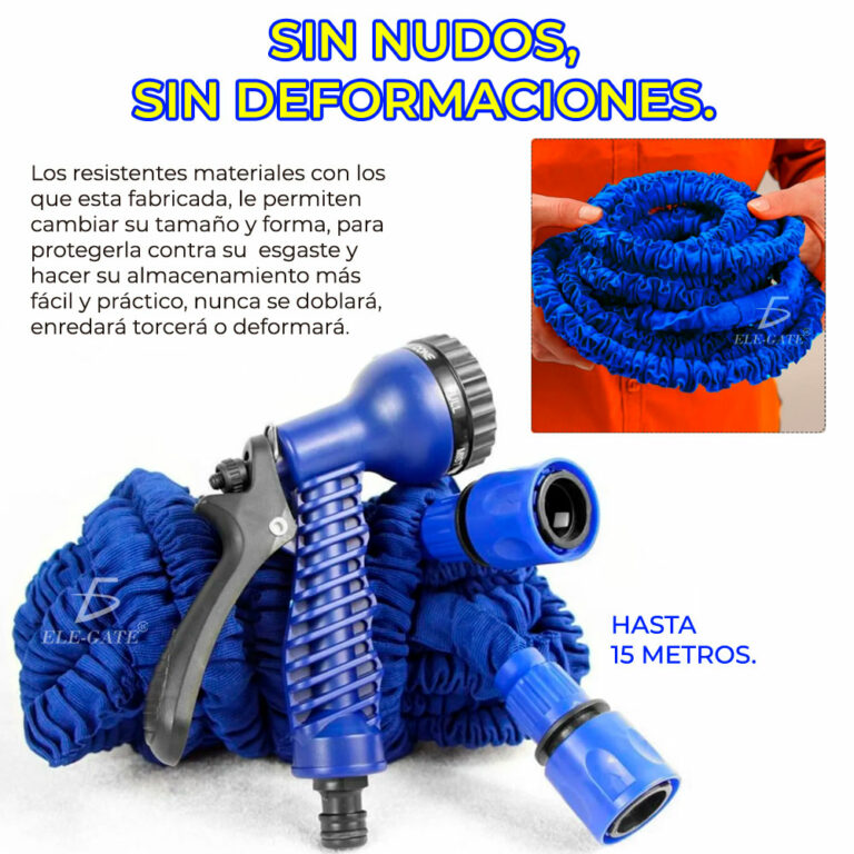 Manguera Flexible Expandible 15 Metros Pistola Jardin - ELE-GATE