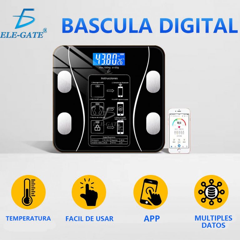 Bascula Digital Inteligente Con App Control Peso y Carga USB – ELE-GATE