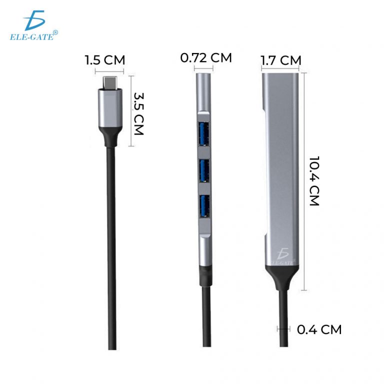 Adaptador Usb C Hub Usb 3.0 4 Puertos Tipoc Para Celular Andorid Laptop ...