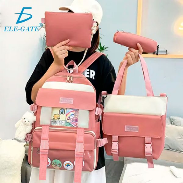 Set 4 Mochila Bolsas Escolar Estudiante Lona Gran Capacidad – ELE-GATE