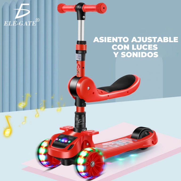 Patín Scooter 3 Ruedas Montable con Luces y Sonidos – ELE-GATE