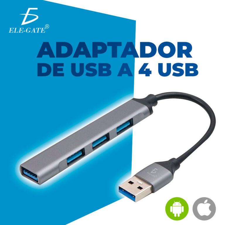 Adaptador Hub USB 3.0 4 Puertos | -67% Descuento $50 MXN – ELE-GATE