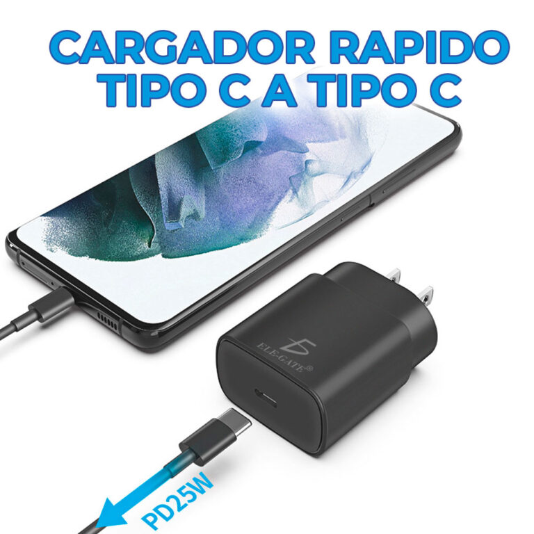 Cargador Tipo C Super Carga Rapida 25W con Cable USB C - ELE-GATE