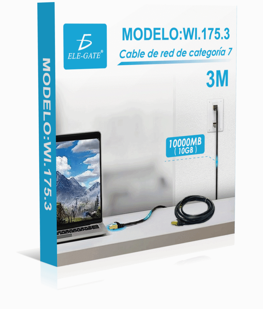 Cable Ethernet Cat7 ELE-GATE 3m | UTP Negro México – ELE-GATE