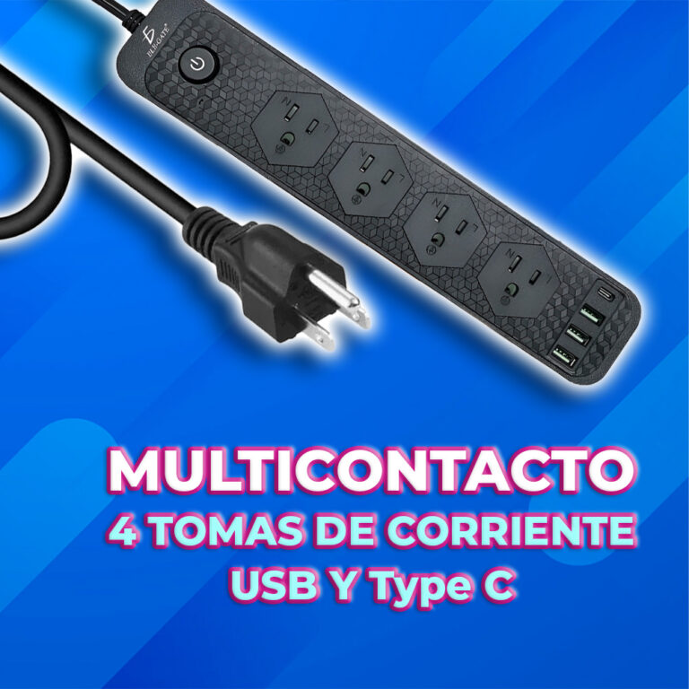 Multicontacto de alimentación universal con 4 clavijas y 3 puertos USB ...