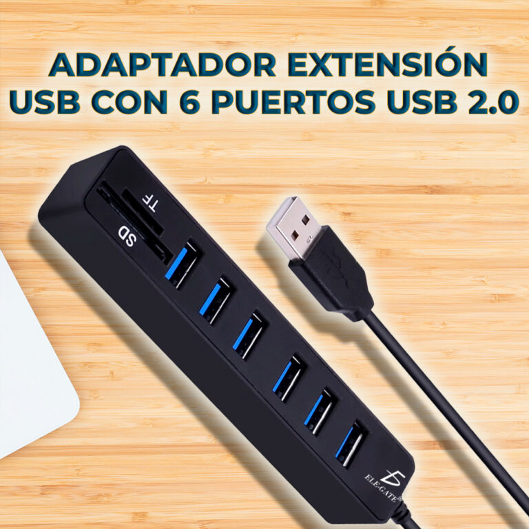 Concentrador de Puertos USB 2.0 de 6 Puertos con Extensión de Cable ...