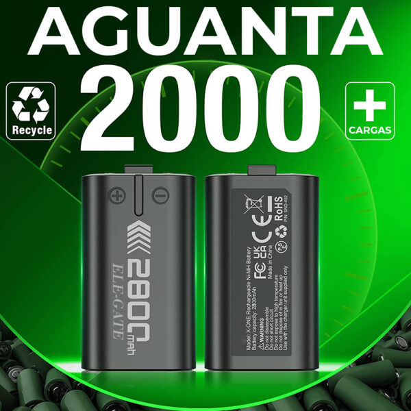 Cargador de Pilas para Xbox con 4 Baterías 2800mAh | -25… – ELE-GATE