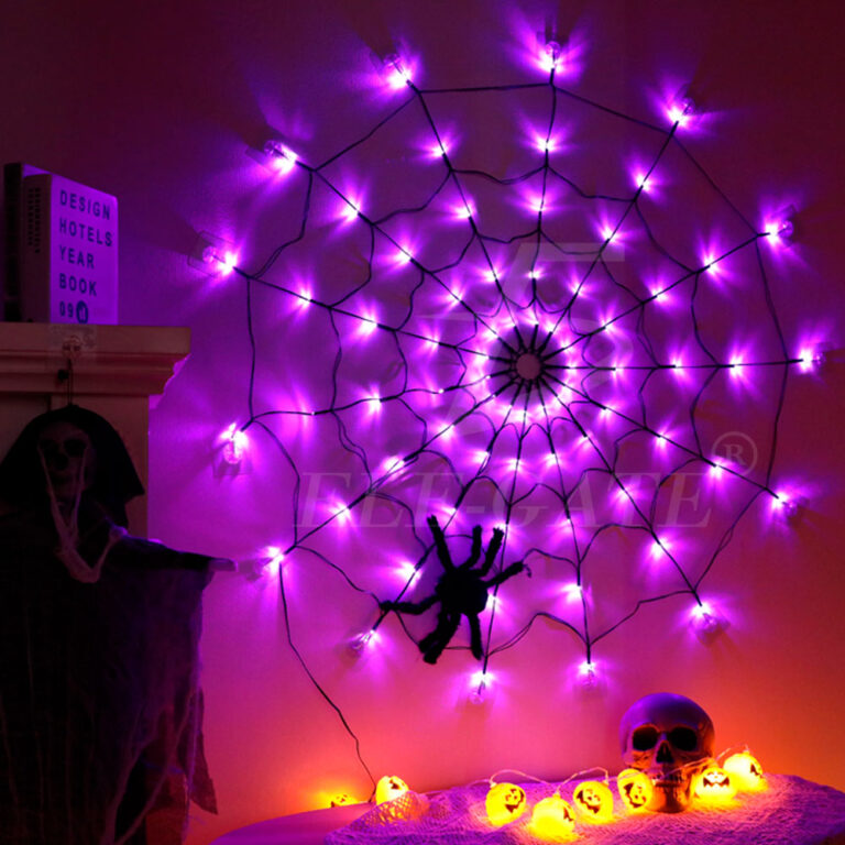 Telaraña de Halloween con Luces LED – Ambiente Embrujado Iluminado por Batería – ELE-GATE