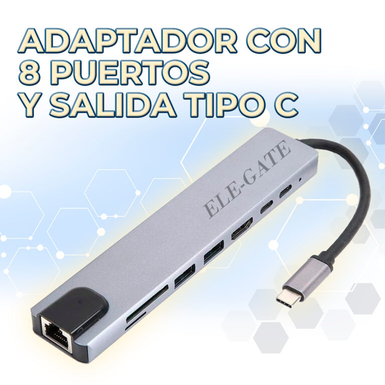 Hub USB 3.0 de Alta Velocidad con 8 Puertos y Salida Tipo C - ELE-GATE