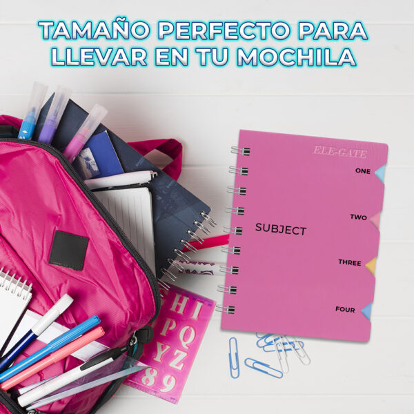 Libreta Rayada A5 con 80 hojas Portada Plastificada y 4 Separadores ...