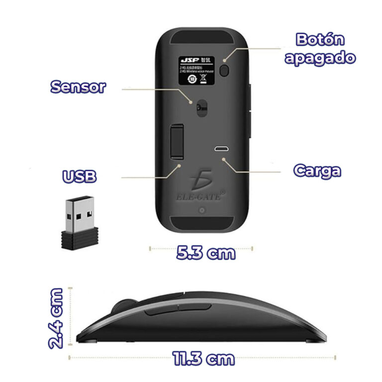 Mouse Inalámbrico 2.4 Ghz USB | Plug and Play – $120 MXN – ELE-GATE