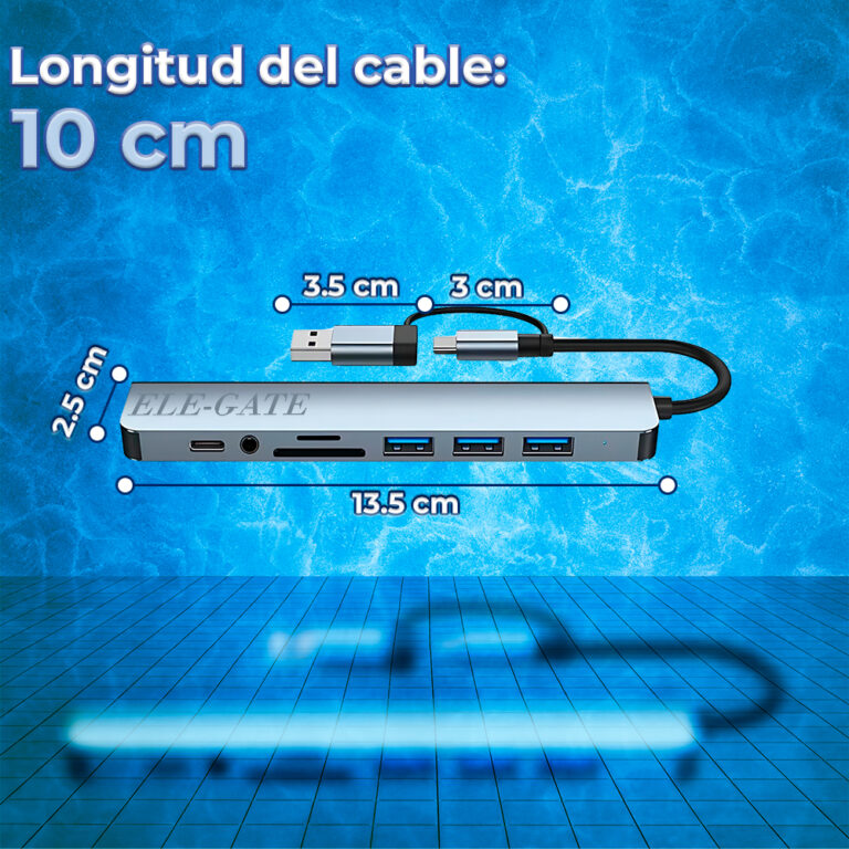 ELE-GATE Hub USB 8 en 1 | Puerto USB-C y SD – ELE-GATE