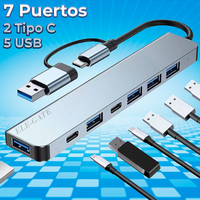 Estación con 7 Puertos 2USB C Hub 1 USB 3.0: Soporte para OTG - ELE-GATE