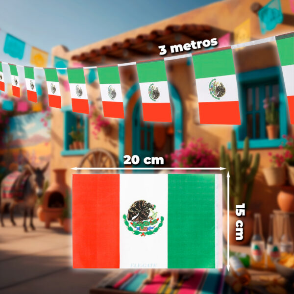 Cadena de Banderas de México 3m | 10 Banderas Poliéster… – ELE-GATE